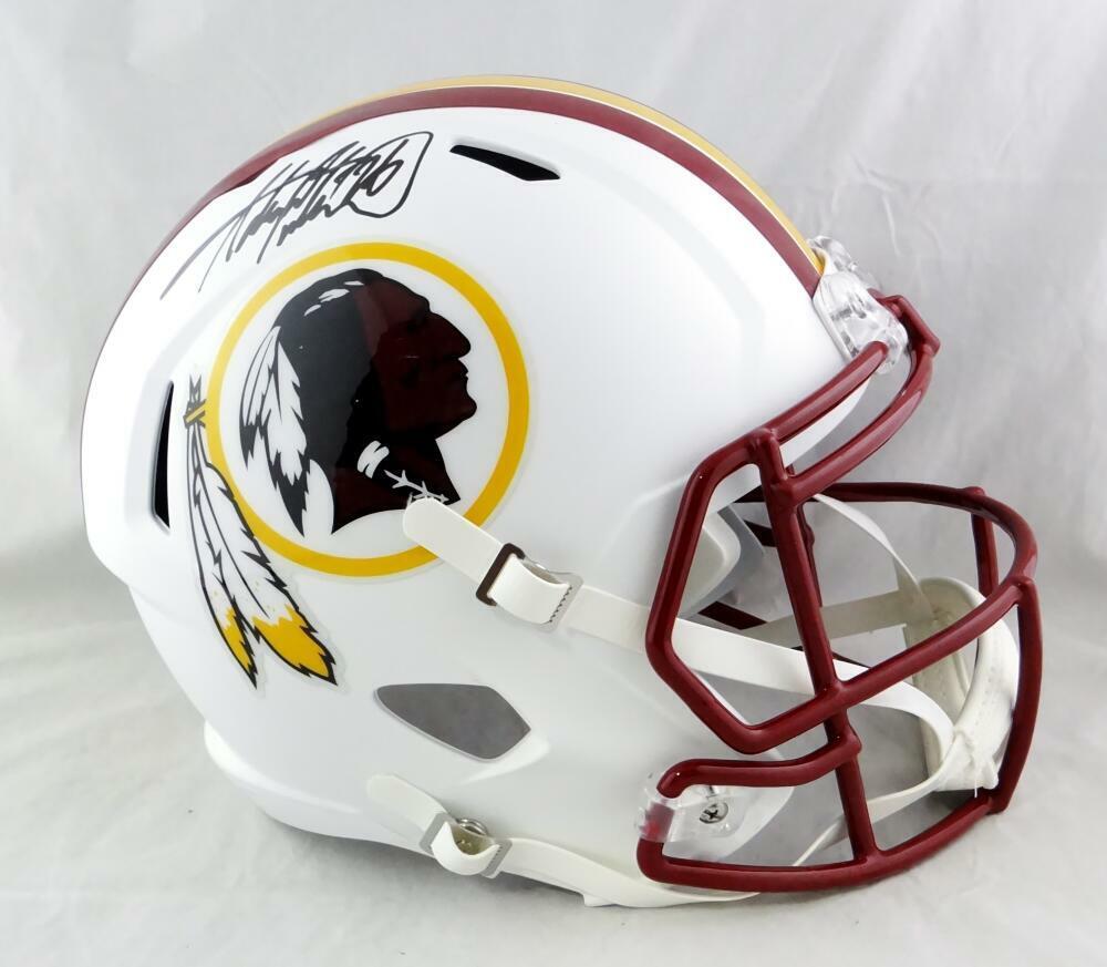 Adrian Peterson Signed Redskins F/S Flat White Speed Helmet- Beckett W ...