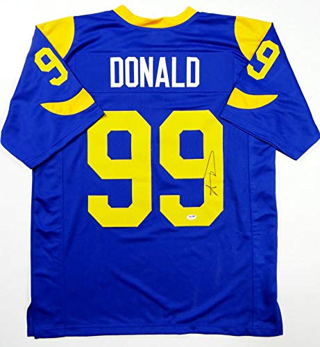 Aaron Donald Autographed Blue & Yellow Pro Style Jersey - PSA ...