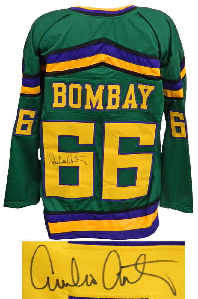 Emilio Estevez Signed Green Throwback Custom Hockey Jersey – Pristine ...