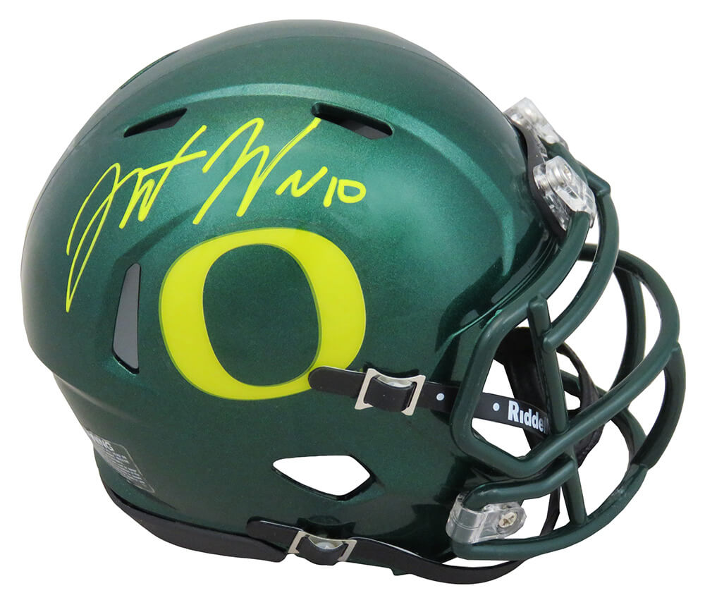 Justin Herbert Signed Oregon Ducks Green Riddell Speed Mini Helmet (Be ...