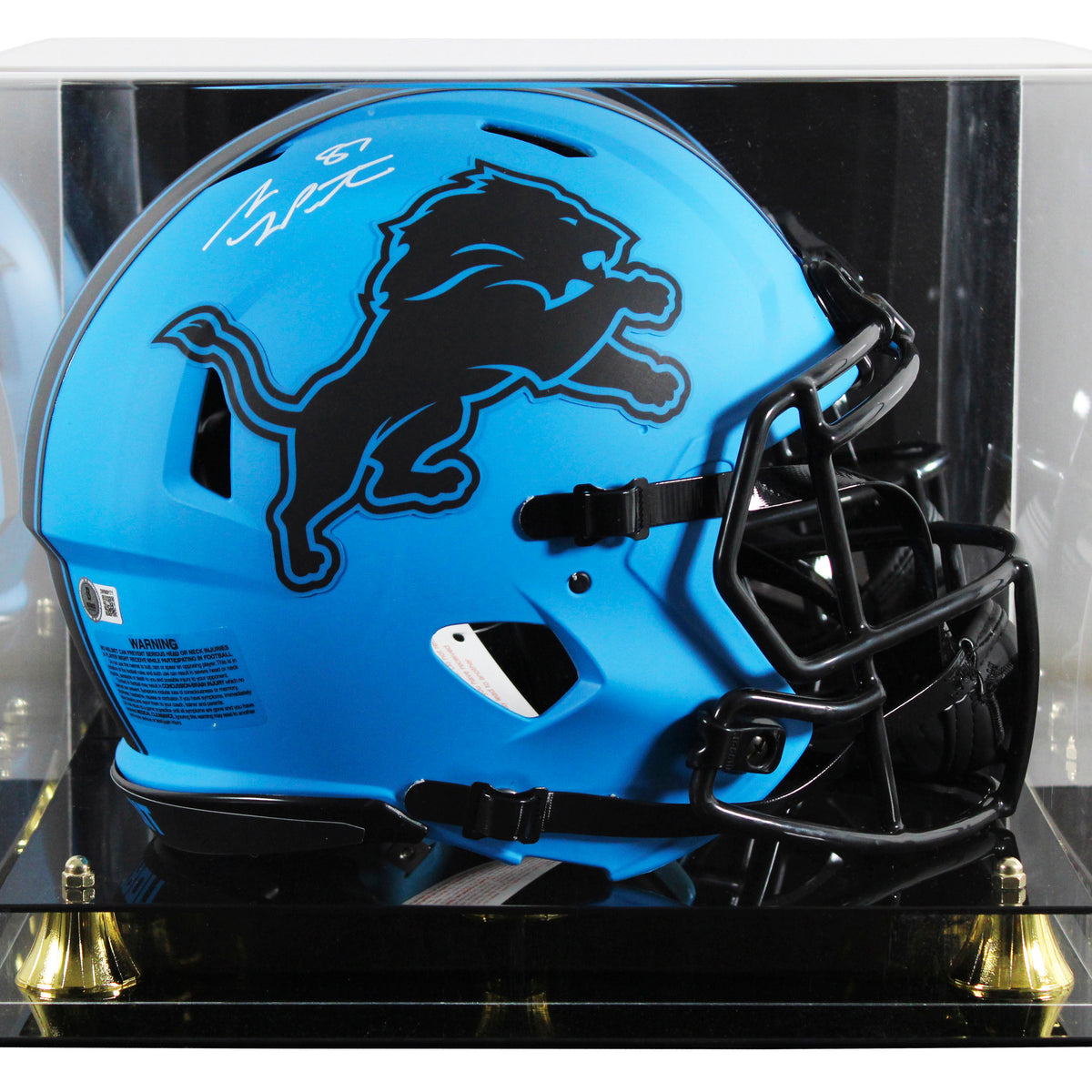 Lions Sam LaPorta Signed Rave Full Size Speed Proline Helmet W/ Case B ...