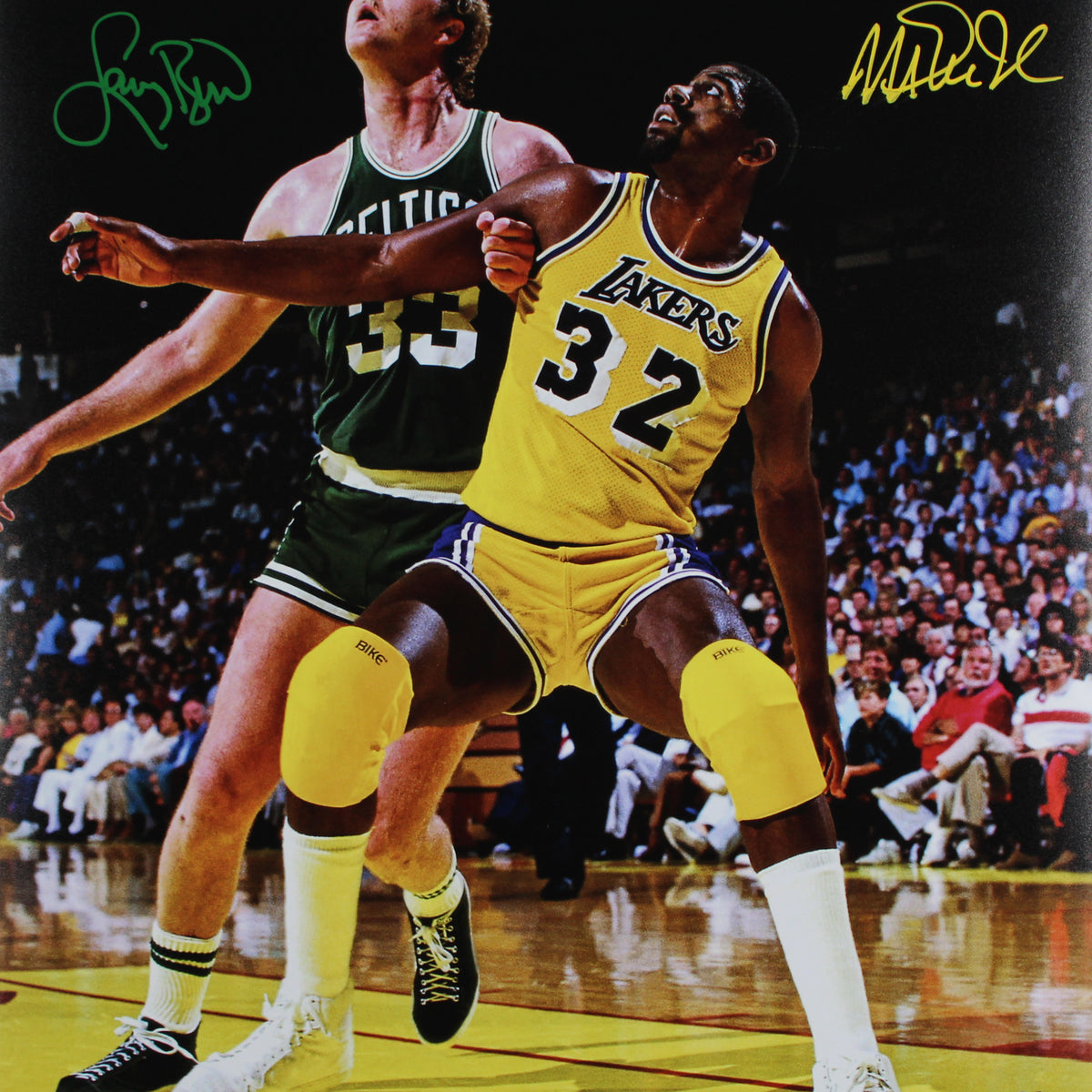 Magic Johnson & Larry Bird Signed 16x20 Vertical Spotlight Photo BAS W ...